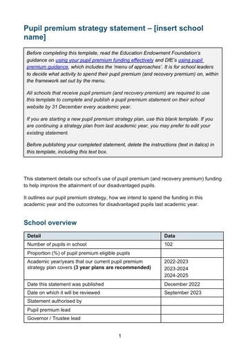 Pupil Premium - Great Corby School, Cumbria